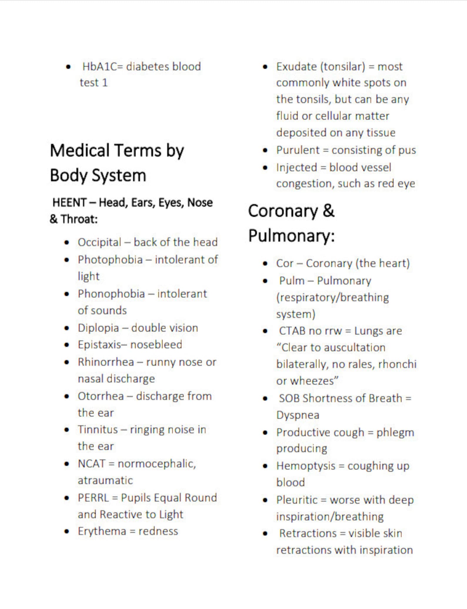 Medical Terminology Cheat Sheet: Study Sheets Instant | Etsy