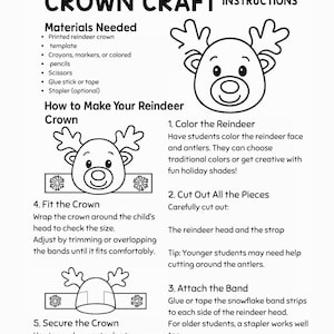 Reindeer Paper Crown Craft | Christmas Headband Printable for Kids ...