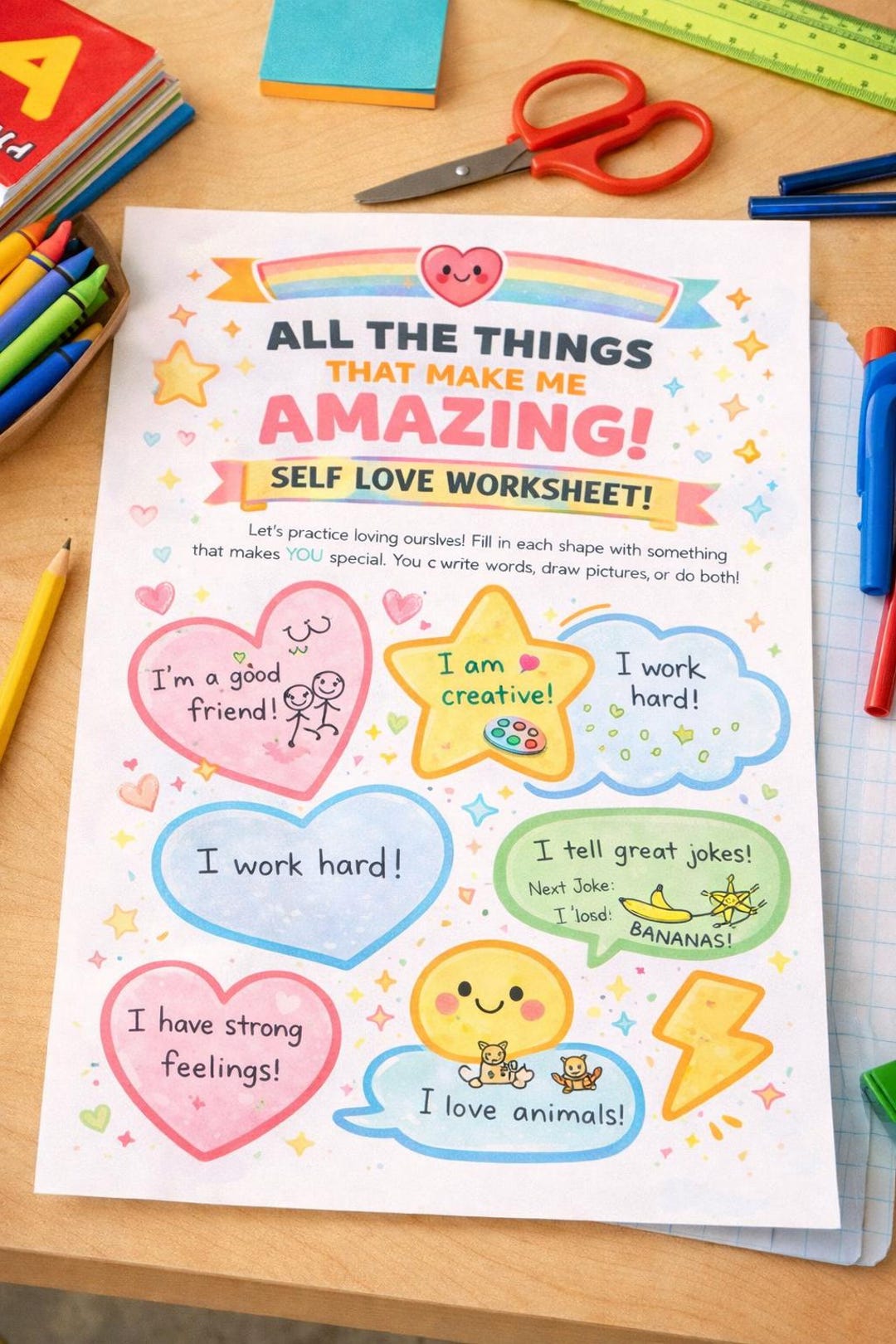 Self-love Worksheet for Kids, Confidence Building (digital Download) - Etsy