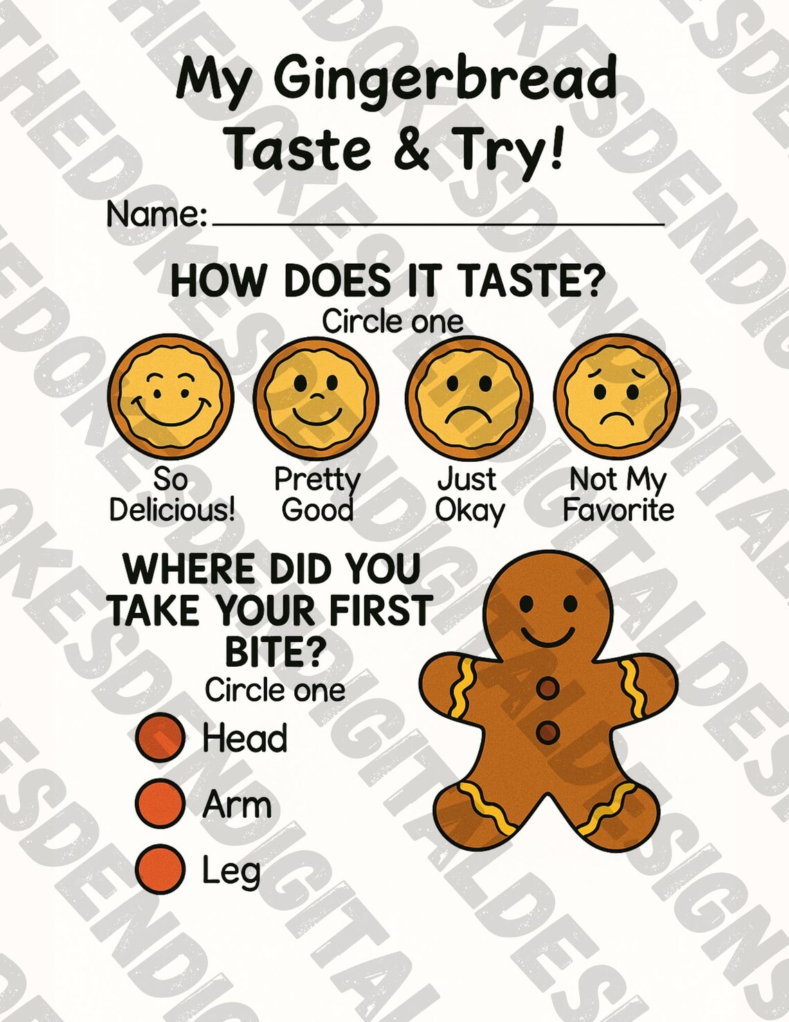 Gingerbread Taste & Try Worksheet | Cookie Taste Test Activity ...