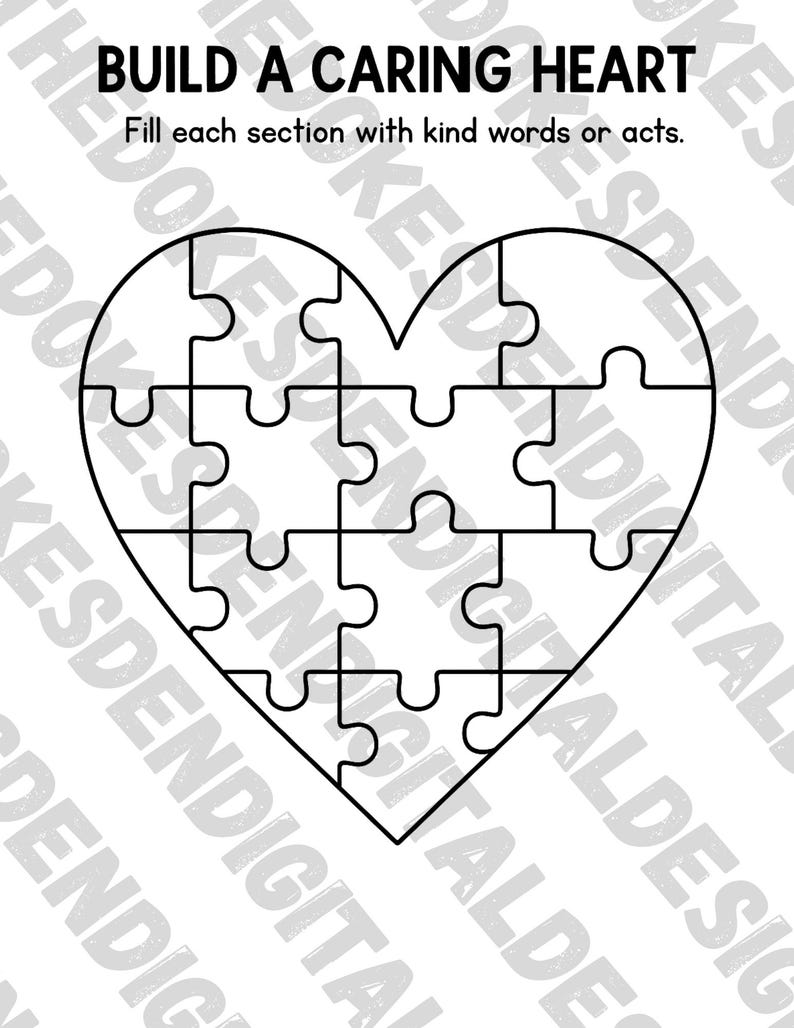 Printable Build a Caring Heart SEL Worksheet – Kindness Activity for ...