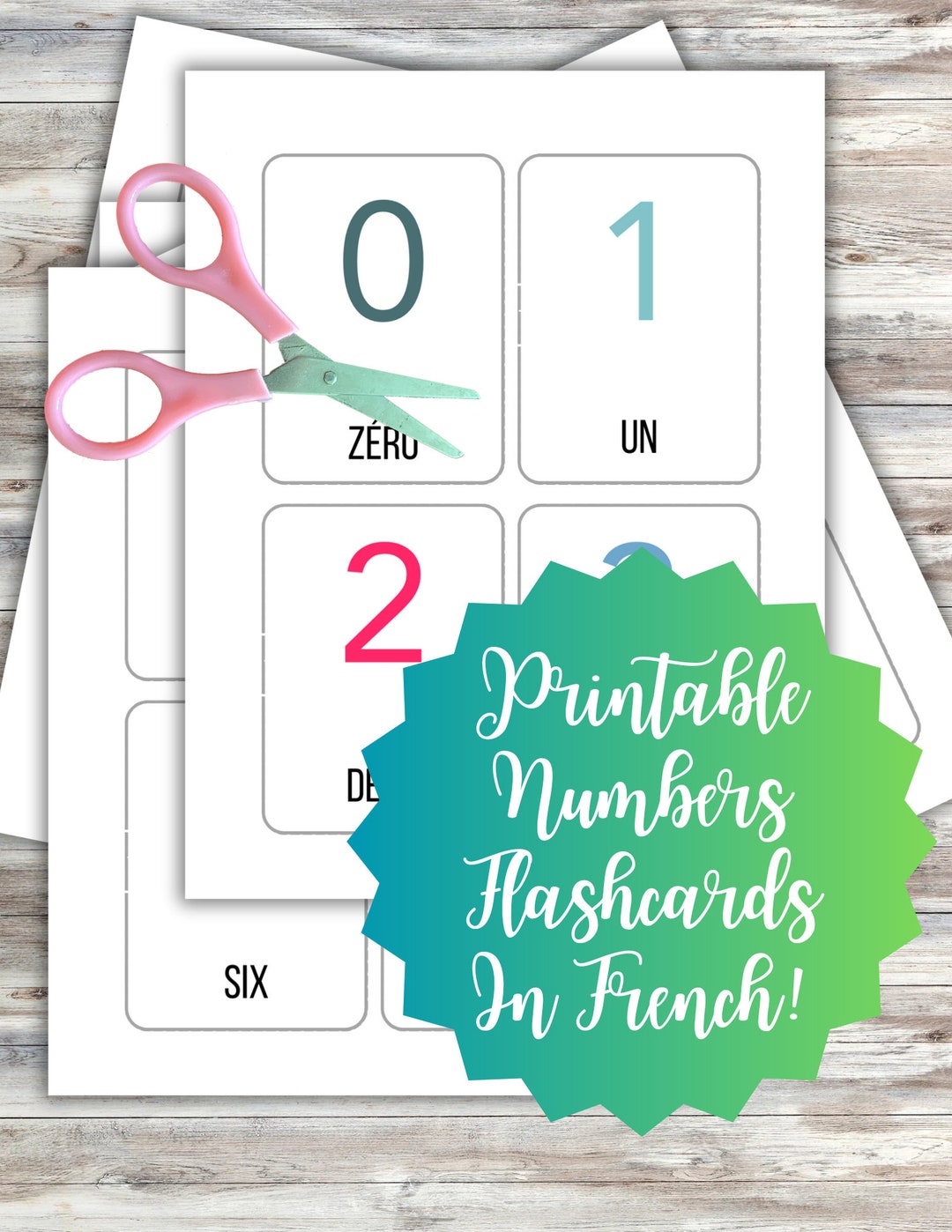 Printable French Numbers Flashcards: Language Learning (digital ...