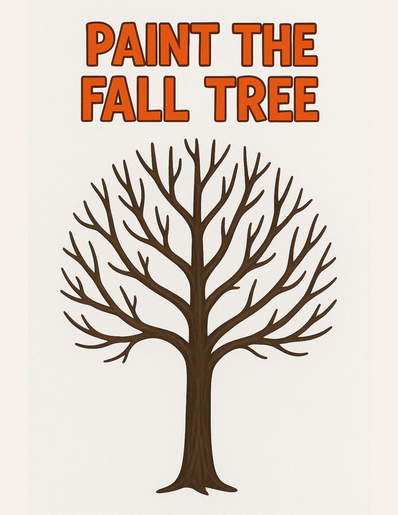 Fall Tree Q-tip Painting Craft: Printable Art Template (digital ...