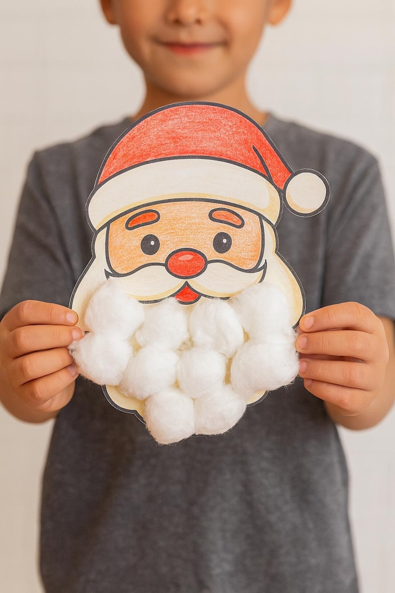 Cotton Ball Santa Craft for Kids – Easy Holiday Activity - Etsy