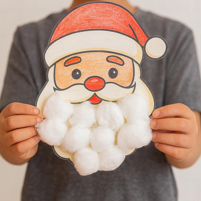 Cotton Ball Santa Craft - Etsy UK