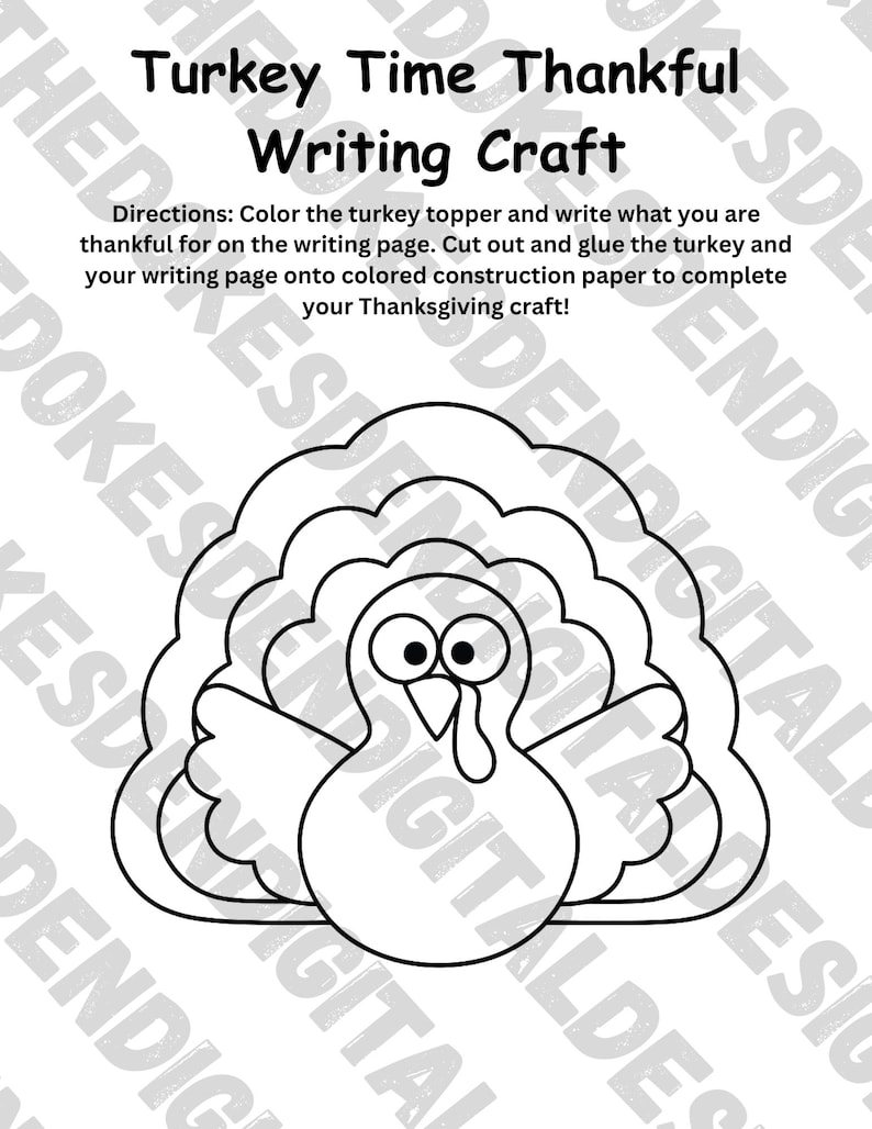 Turkey Time Thankful Writing Craft | Thanksgiving Classroom Activity - Etsy