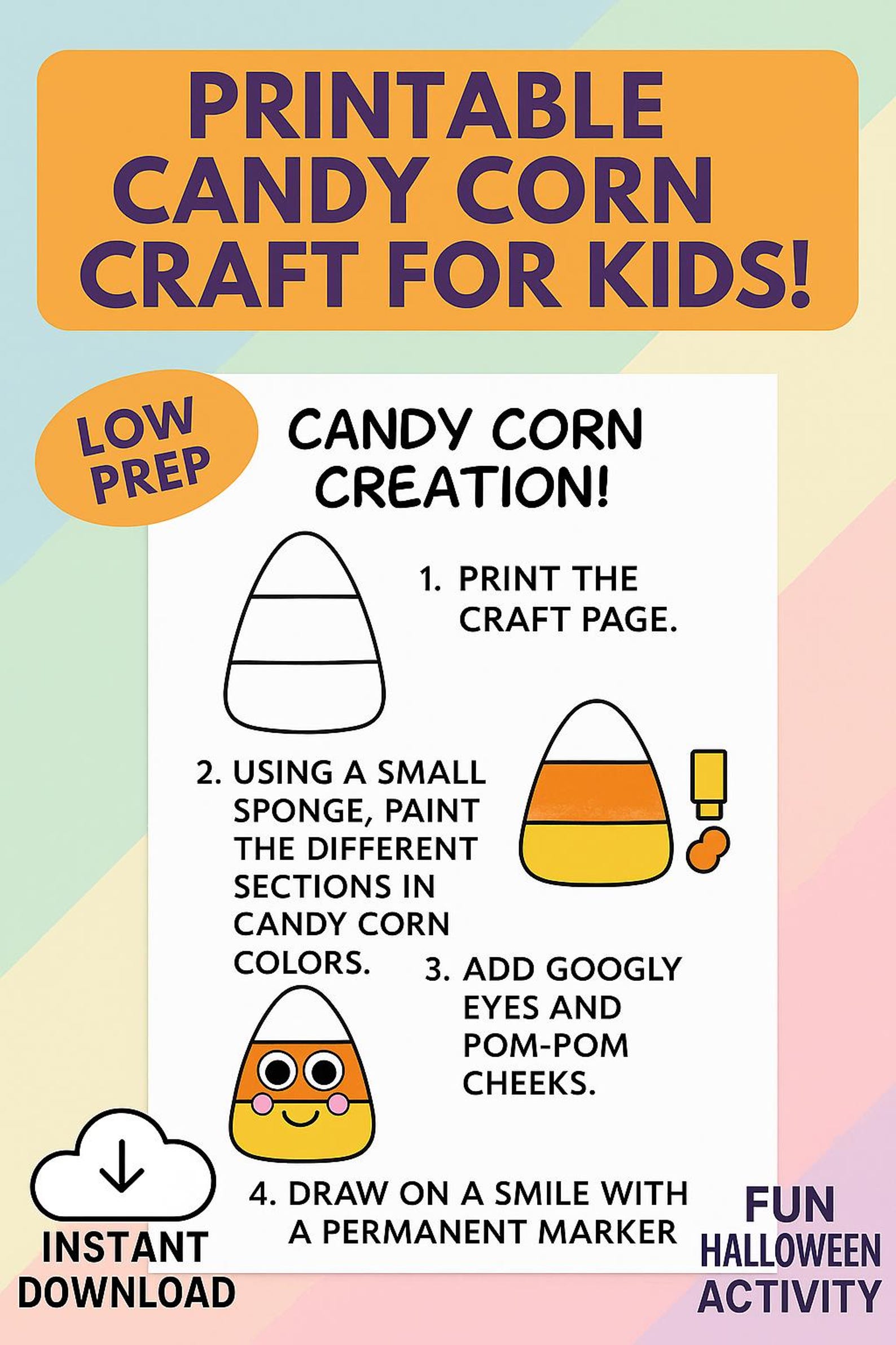 Printable Candy Corn Sponge Painting Craft – Fun Halloween Activity for ...