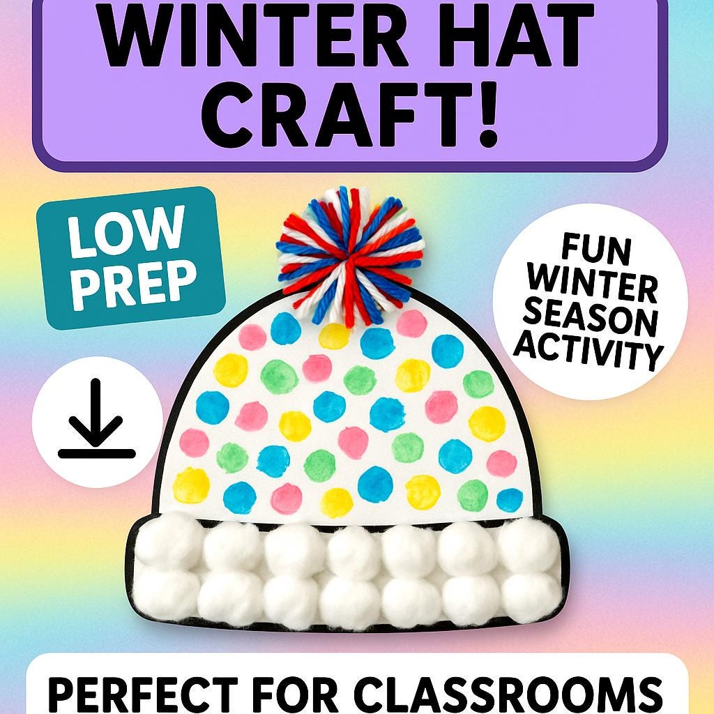 Winter Hat Craft for Kids | Printable Art Activity (PDF Pattern) - Etsy