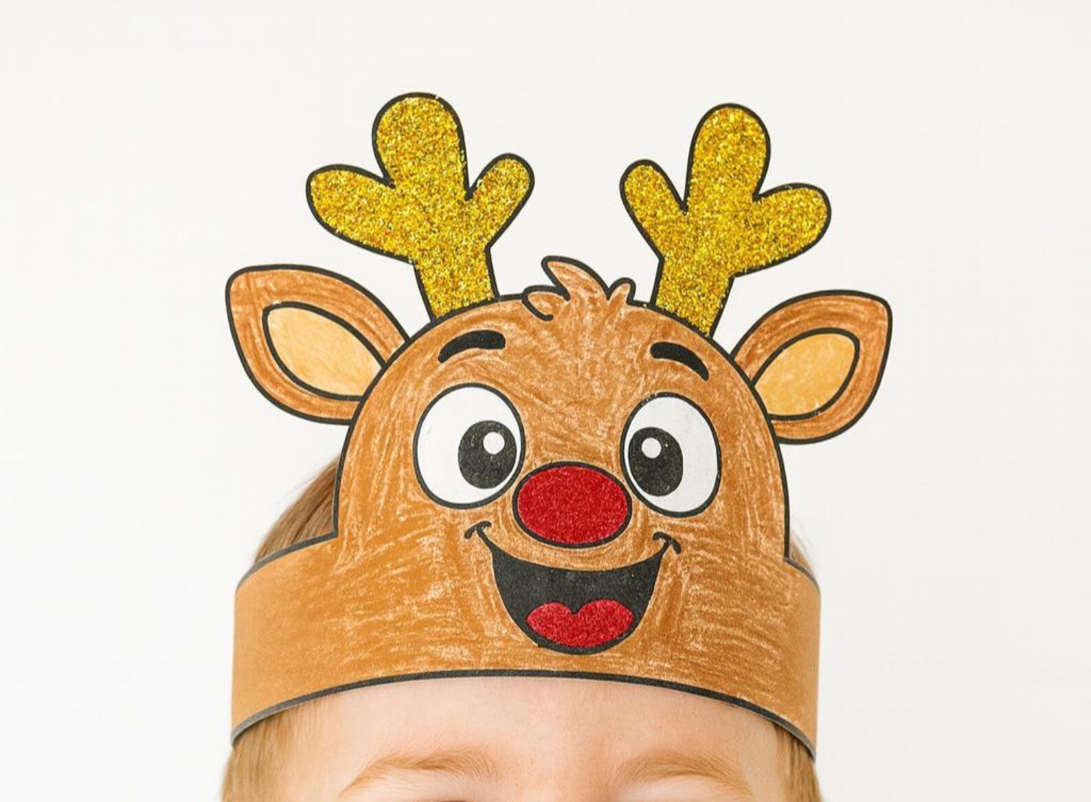 Reindeer Paper Crown Craft | Christmas Headband (PDF Pattern) - Etsy