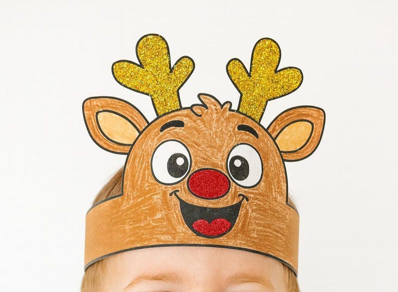 Reindeer Paper Crown Craft | Christmas Headband (PDF Pattern) - Etsy