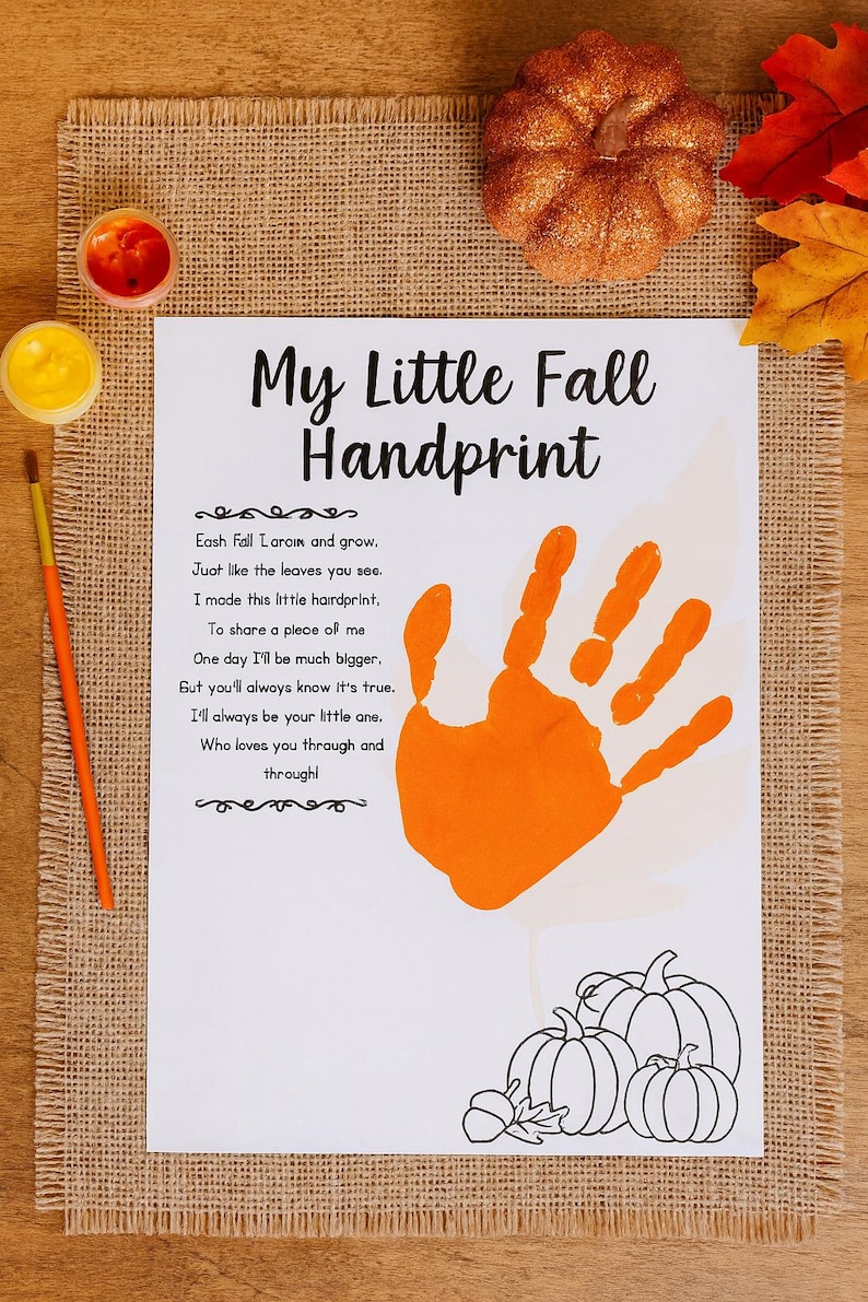 Fall Handprint Craft for Kids – Printable Poem Activity for Classrooms ...