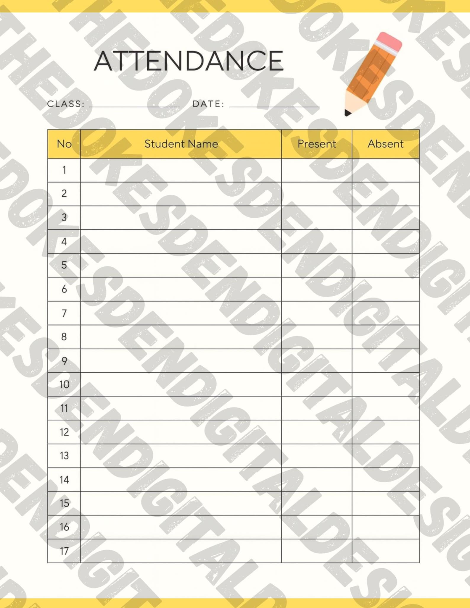 Printable Student Attendance Sheet: Classroom Management Tracker (PDF ...