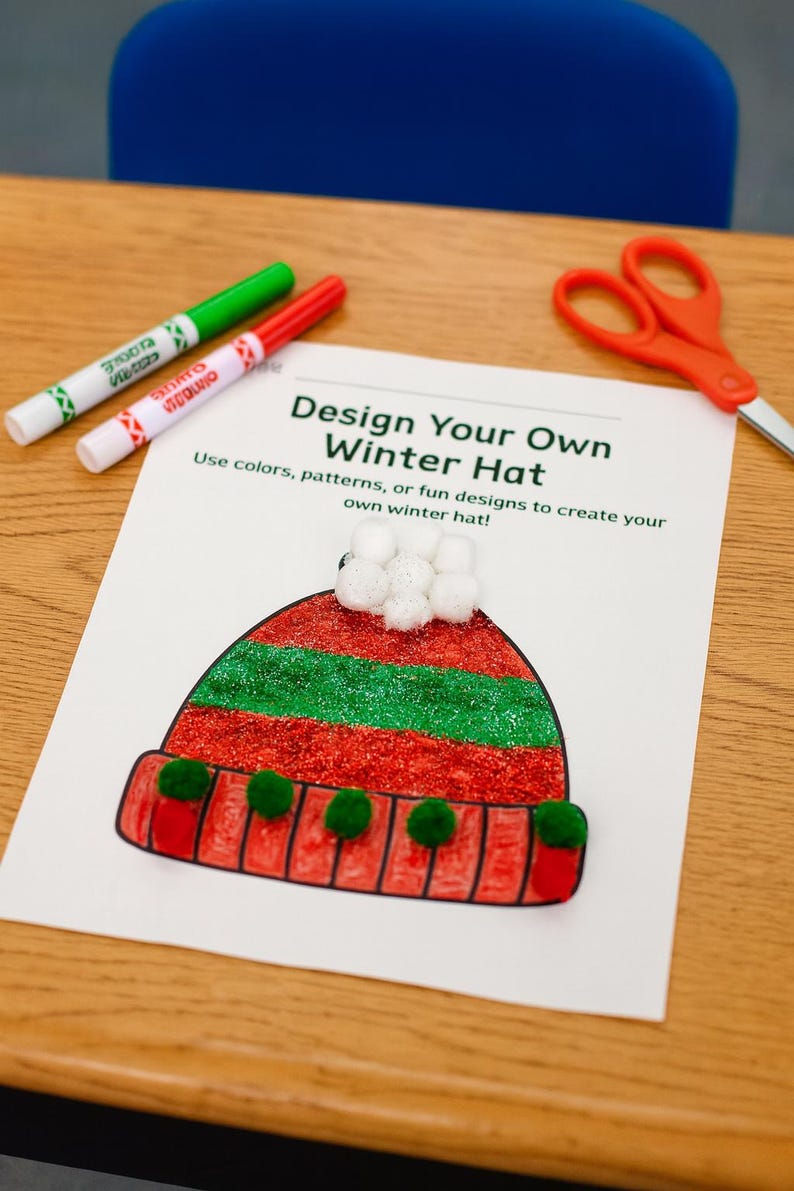 Design Your Own Winter Hat | Kids Printable Craft Worksheet (PDF) - Etsy