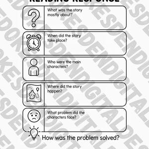Printable Reading Response Worksheet for Kids | No Prep Literacy ...