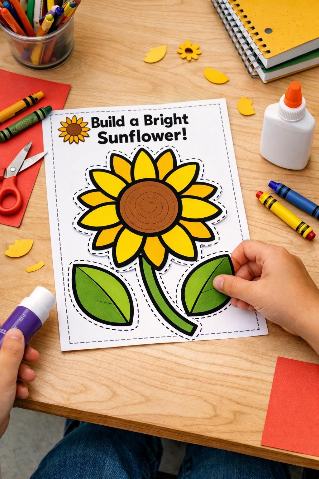 Sunflower Cut and Paste Craft Printable | Spring Flower Activity ...