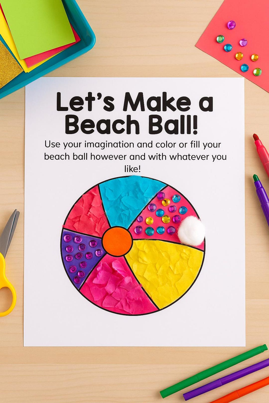 Printable Beach Ball Craft: Summer Art Activity for Kids - Etsy