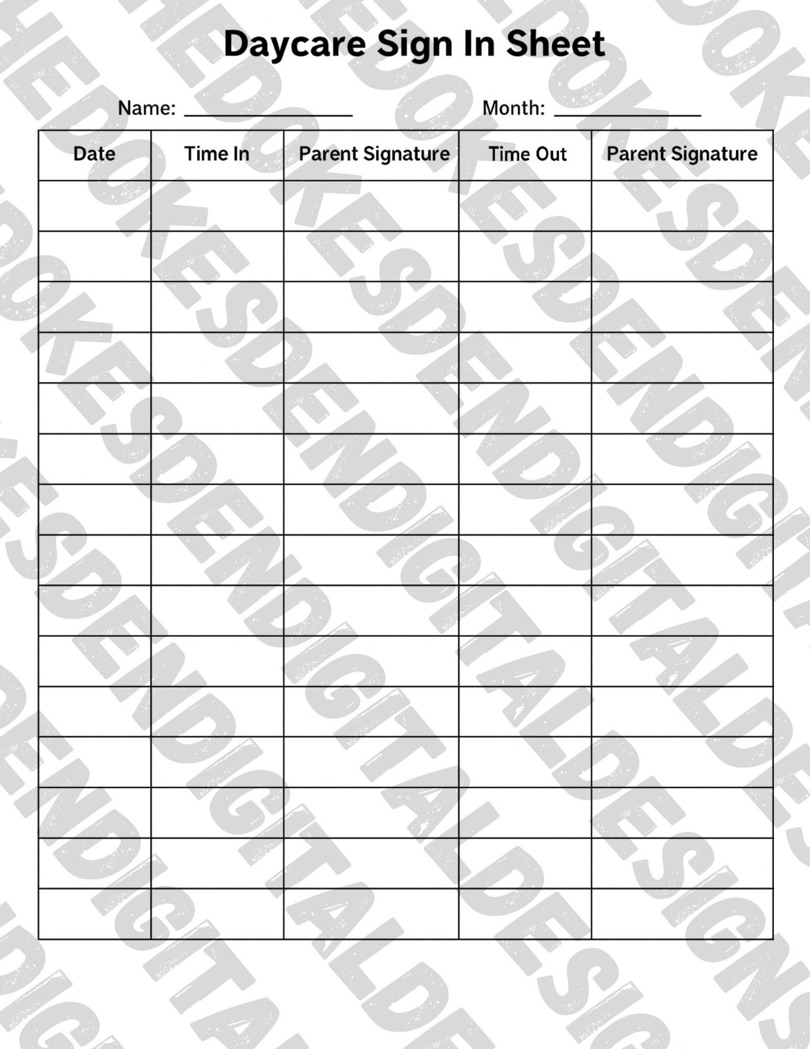 Printable Childcare Sign-in Sheet: Preschool & Daycare Attendance Form ...