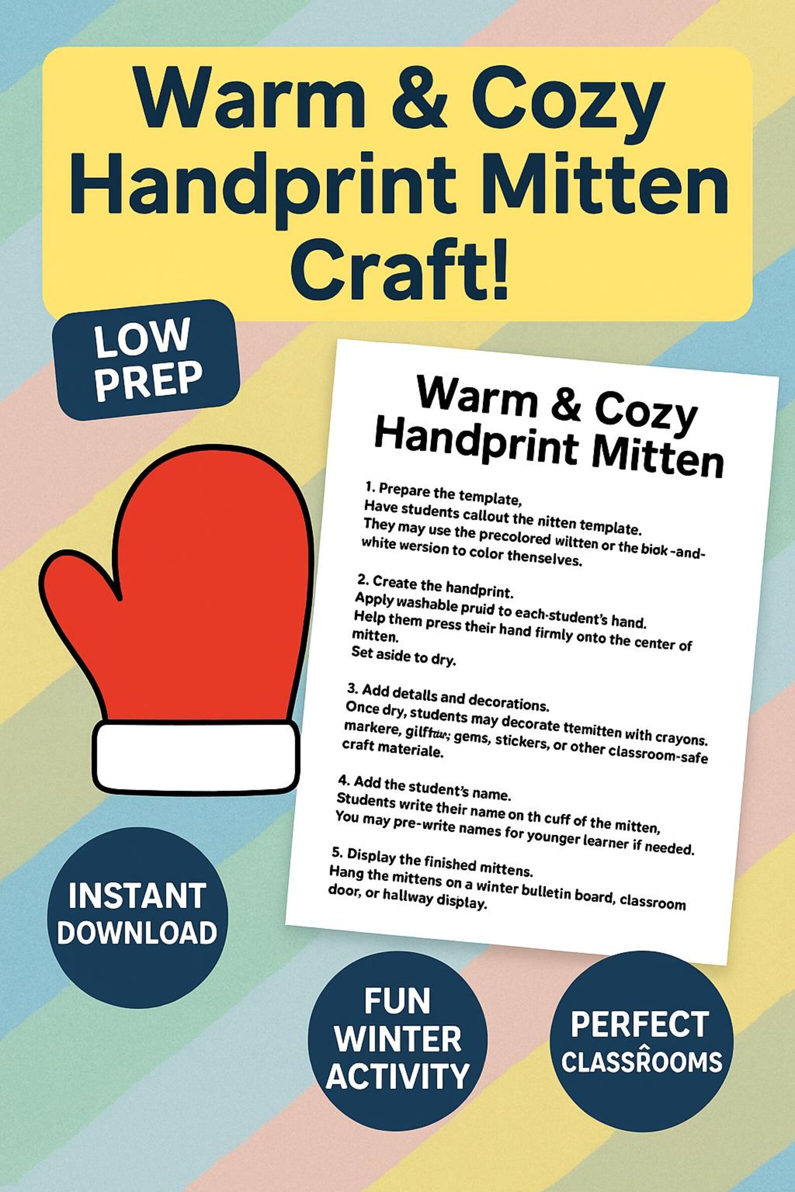 Winter Mitten Handprint Craft for Kids - Etsy