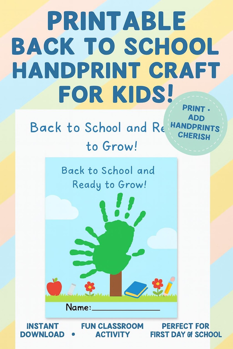 Back to School Handprint Tree Craft: First Day Keepsake (printable ...