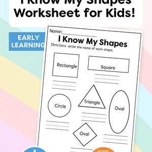 Printable I Know My Shapes Worksheet for Kids | Early Learning Geometry ...