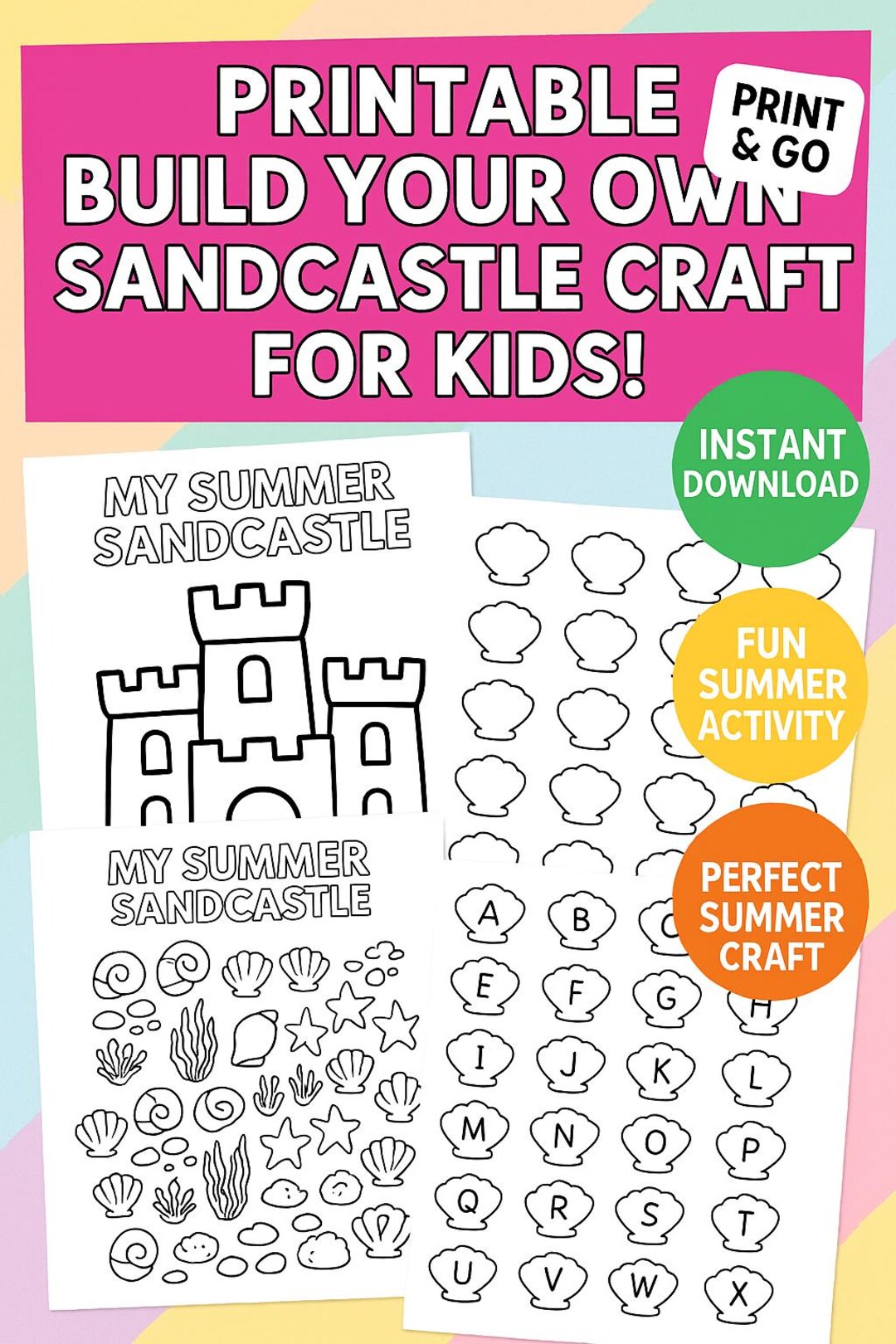 Printable Sandcastle Name Craft for Kids | Summer Camp Activity | Just ...