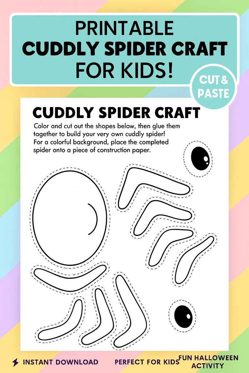 Printable Cuddly Spider Craft | Fun Halloween Cut & Paste Activity for ...