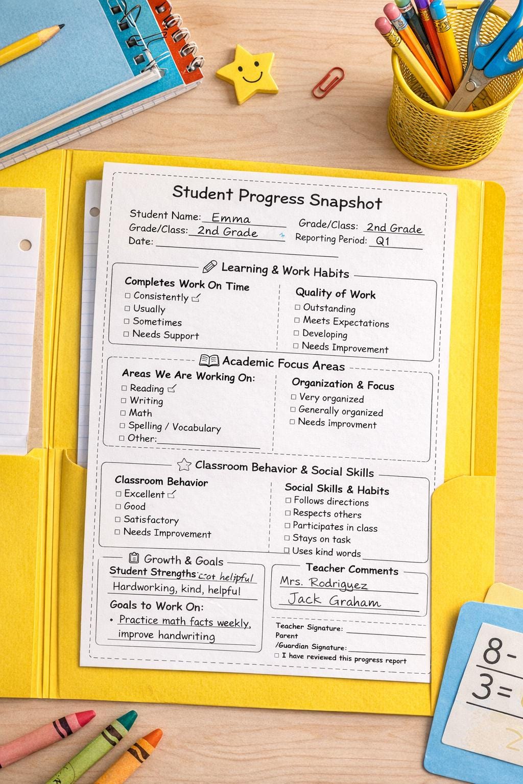 Student Progress Report | Teacher Checklist & Parent Communication Form ...