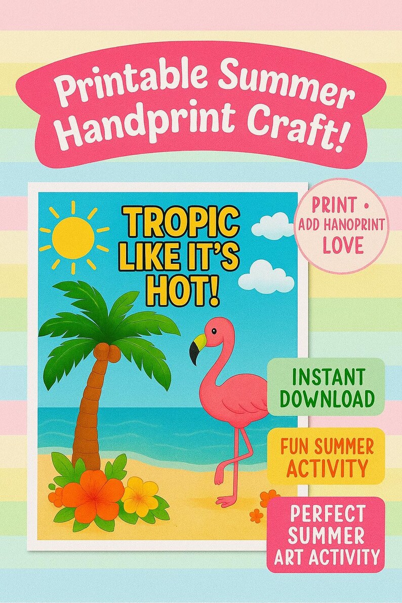 Flamingo Handprint Craft: Summer Camp Activity (PDF Printable) - Etsy ...
