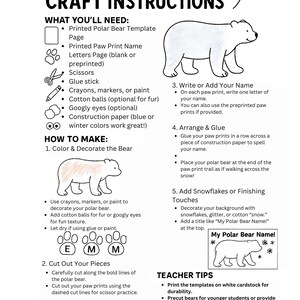 Polar Bear Name Craft | Winter Animal Activity for Preschool, Daycare ...