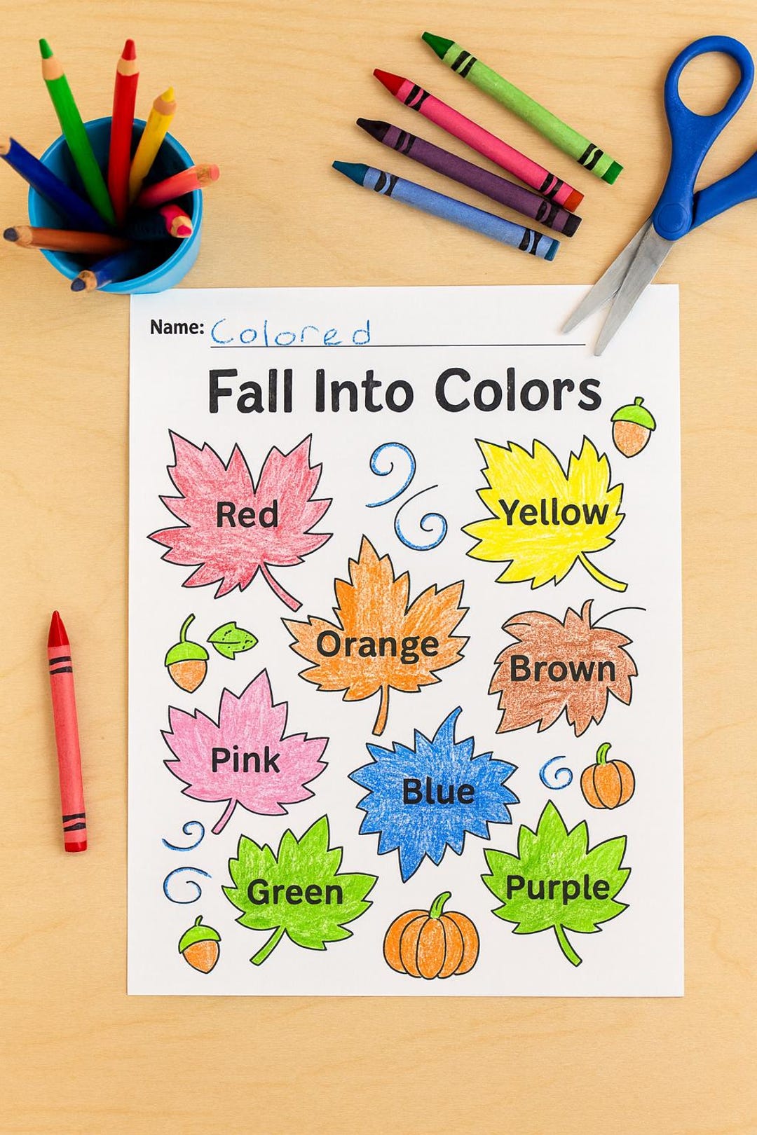 Fall Colors Learning Worksheet: Printable Autumn Activity (PDF & PNG ...