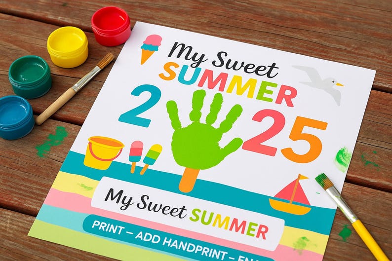 Summer Handprint Craft: DIY 2025 Keepsake (instant Download PDF - Etsy