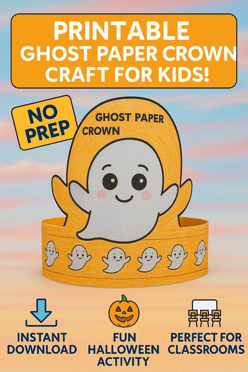 Halloween Ghost Crown Craft for Kids | No Prep Printable Classroom ...
