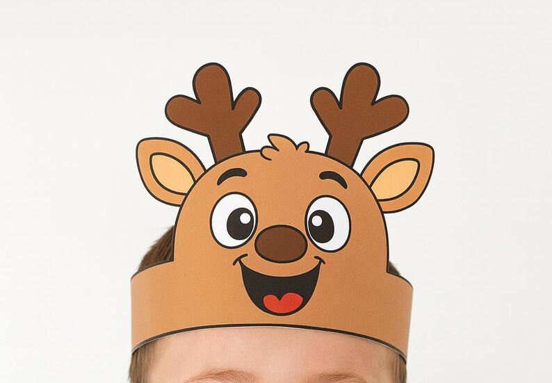 Reindeer Paper Crown Craft | Christmas Headband (PDF Pattern) - Etsy