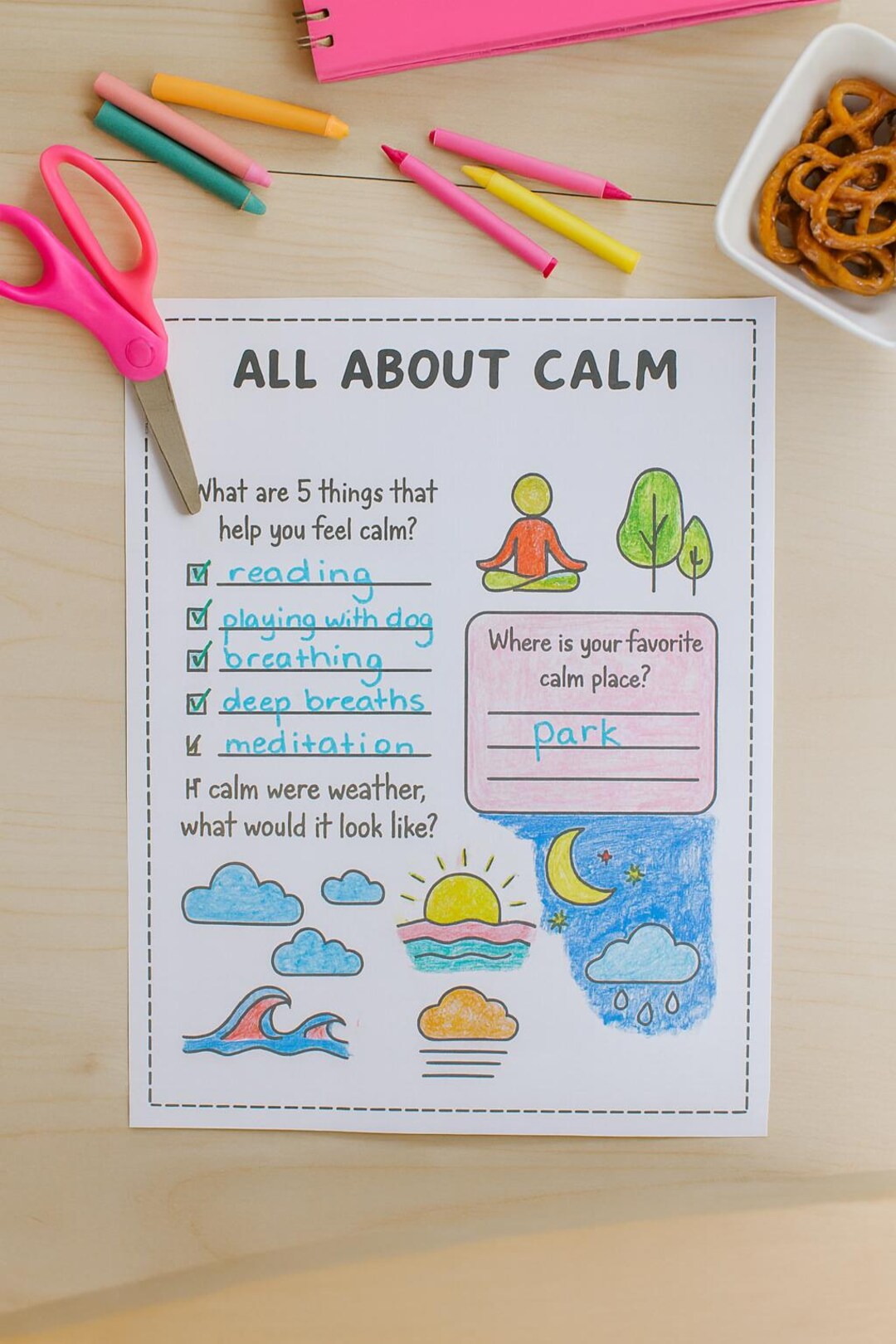 All About Calm – Printable SEL Worksheet for Kids - Etsy