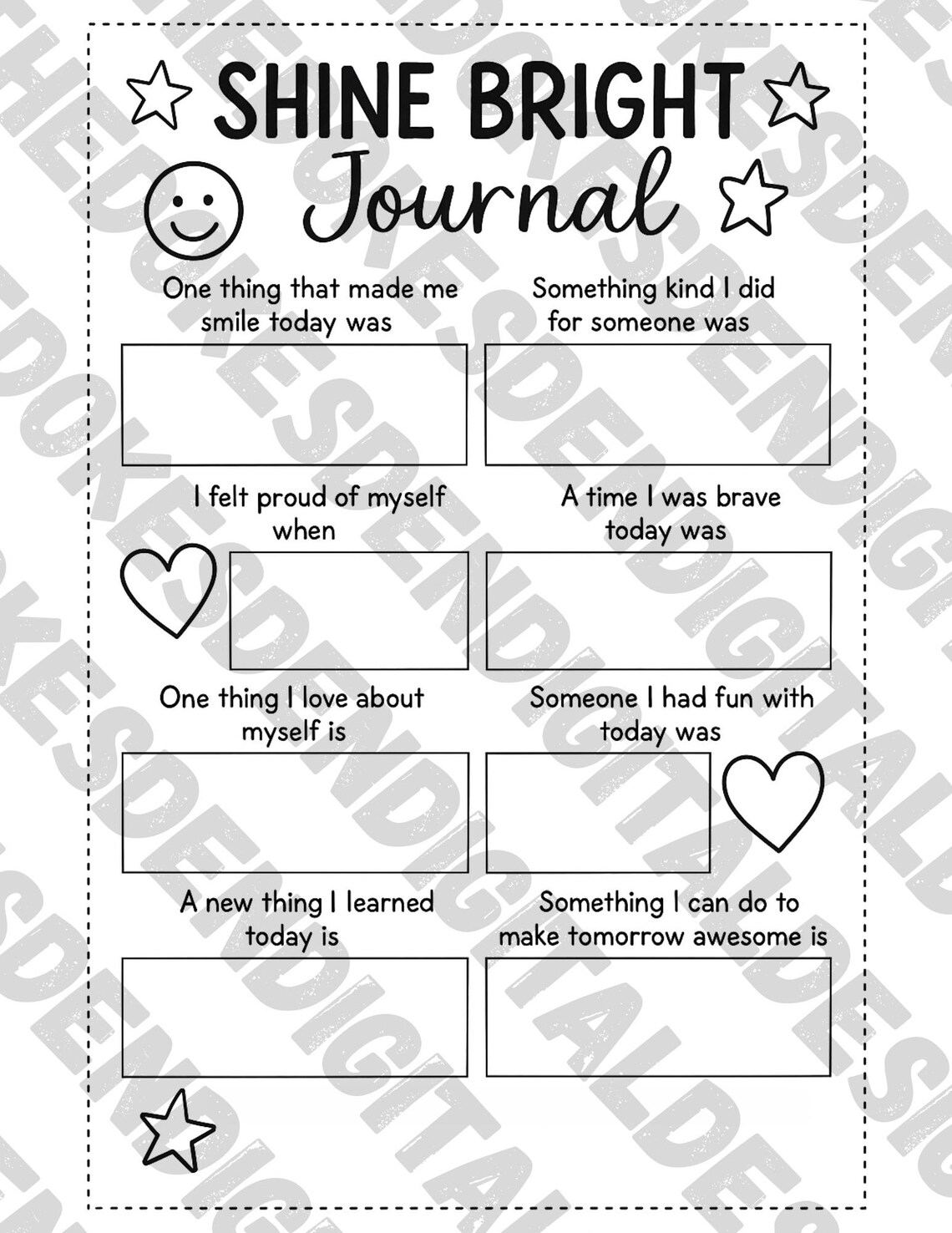 Printable Shine Bright Journal | Self-esteem & Reflection Worksheet for ...