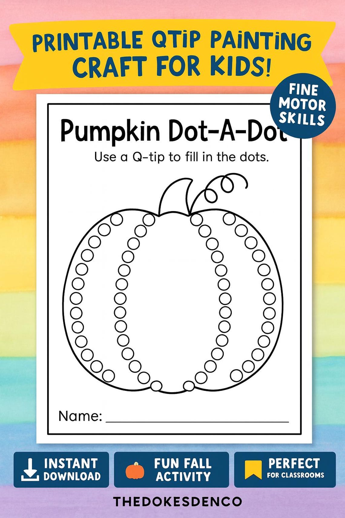 Printable Pumpkin Dot Painting Craft for Kids | Q-tip Fine Motor ...