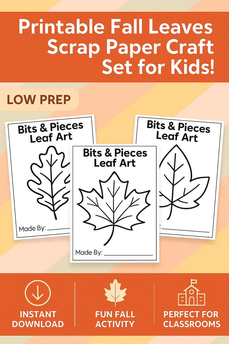Fall Leaf Torn Paper Craft Set | Printable Autumn Collage Activity for ...