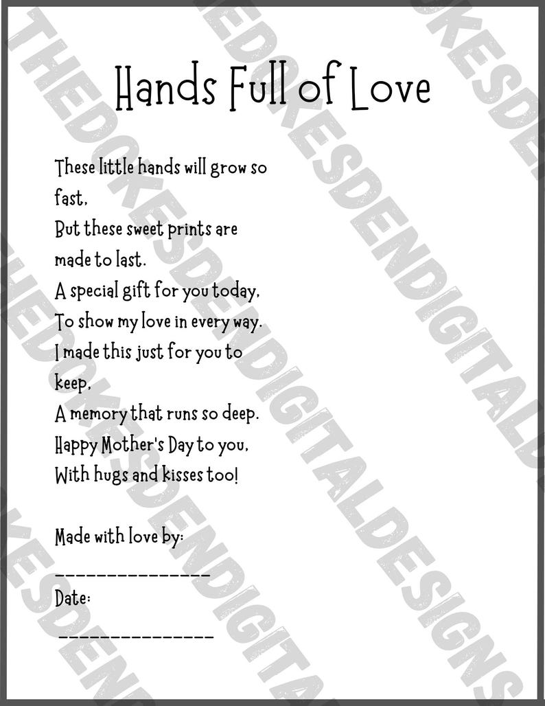 Mother's Day Handprint Craft for Kids – DIY Keepsake Poem Gift ...