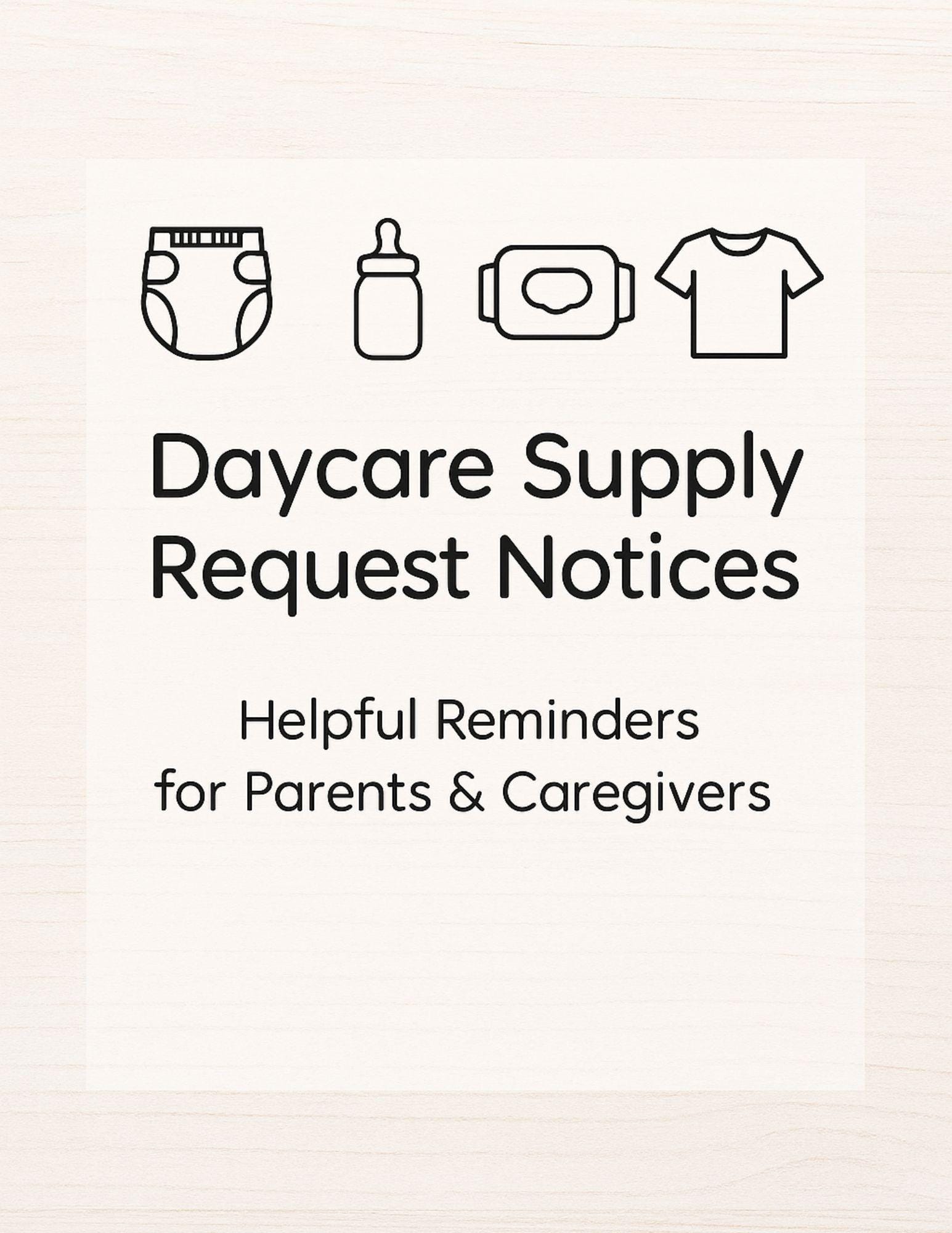 Daycare Supply Request Notices: Printable Reminder Notes (PDF Download ...