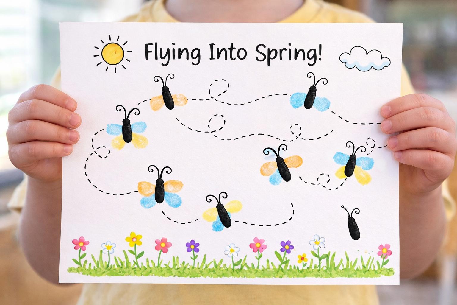 Flying Into Spring Fingerprint Butterfly Craft | No Prep Spring ...