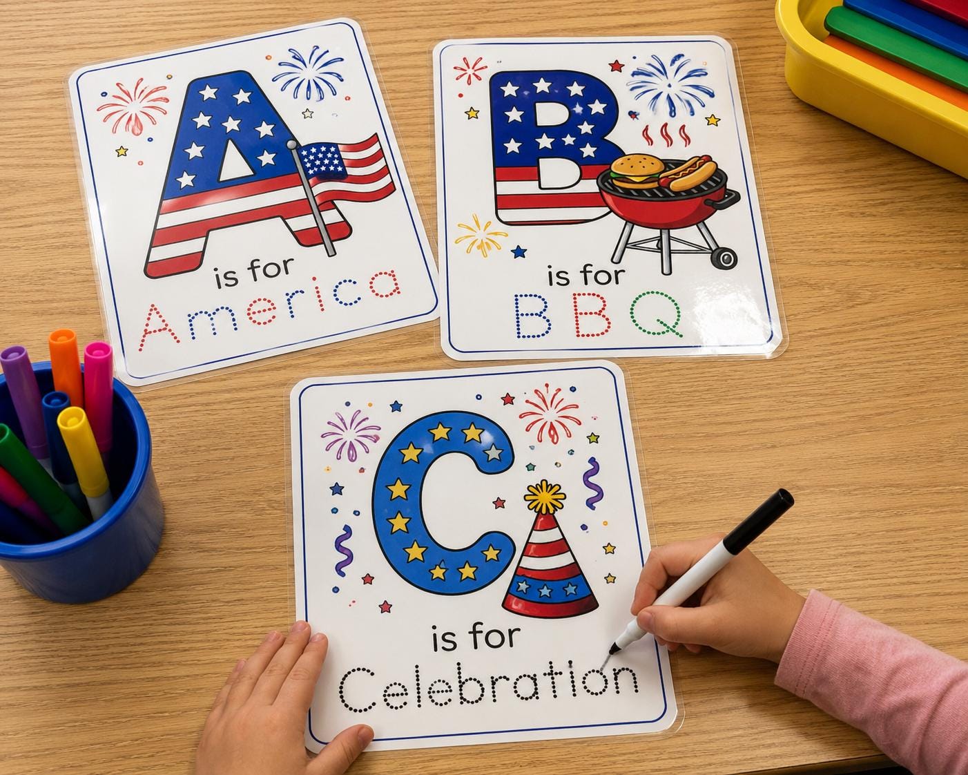 Patriotic Alphabet Coloring Pages | Fourth of July ABC Tracing ...