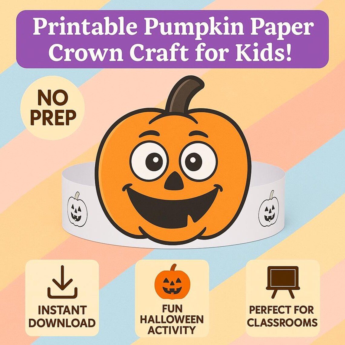 Halloween Pumpkin Crown Craft | Easy Printable for Kids, Parents ...