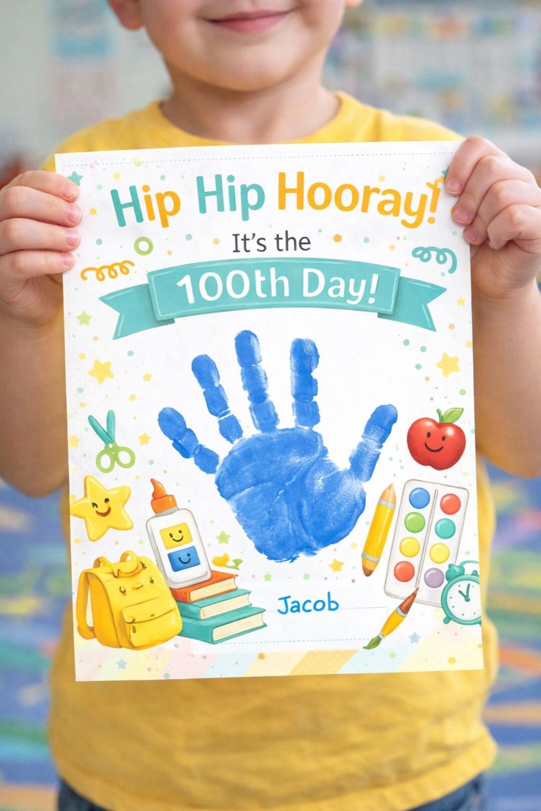 100th Day of School Handprint Craft | No Prep Classroom Activity - Etsy