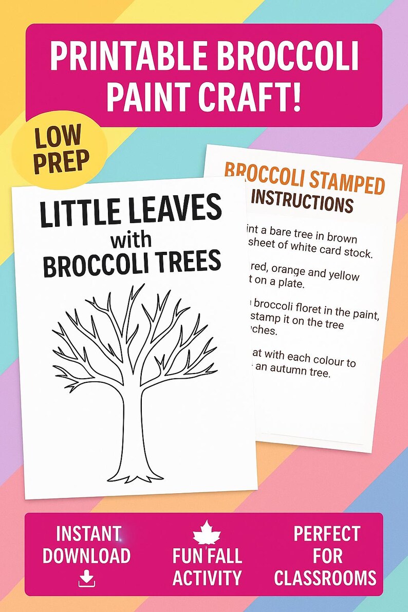Broccoli Stamp Fall Tree Craft: Kids' Autumn Art Activity (PDF Template ...