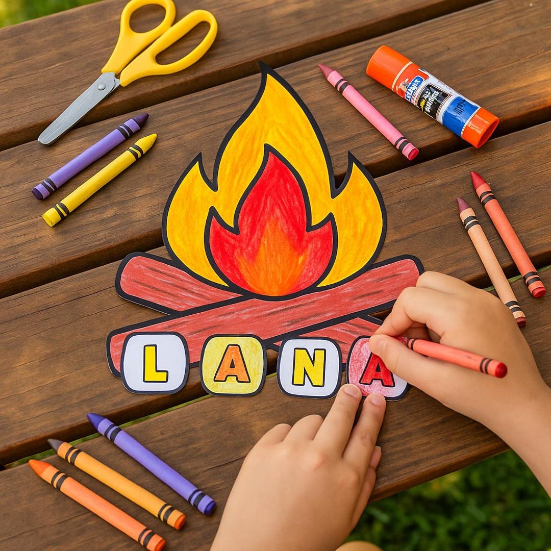 Printable Campfire Name Craft: Summer Activity for Kids (digital ...