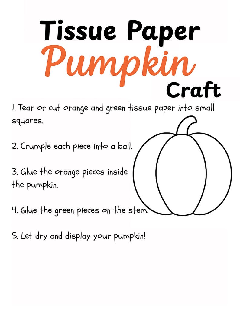 Fall Pumpkin Craft Template | Low Prep Tissue Paper Activity for Kids ...