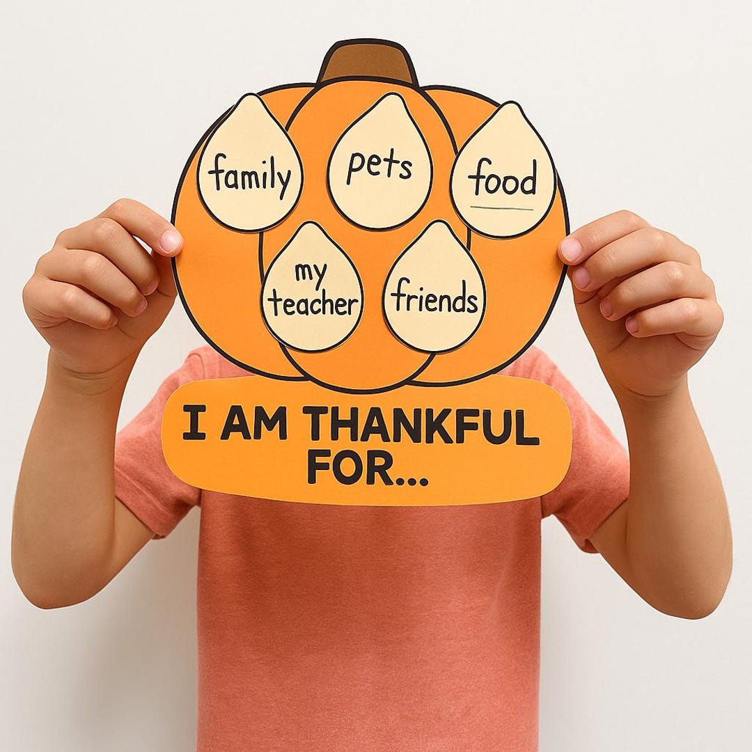 Printable “I Am Thankful For” Pumpkin Craft | Thanksgiving Cut & Paste ...