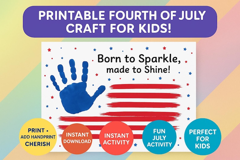 Fourth of July Kids Craft – Handprint Flag Art Printable - Etsy