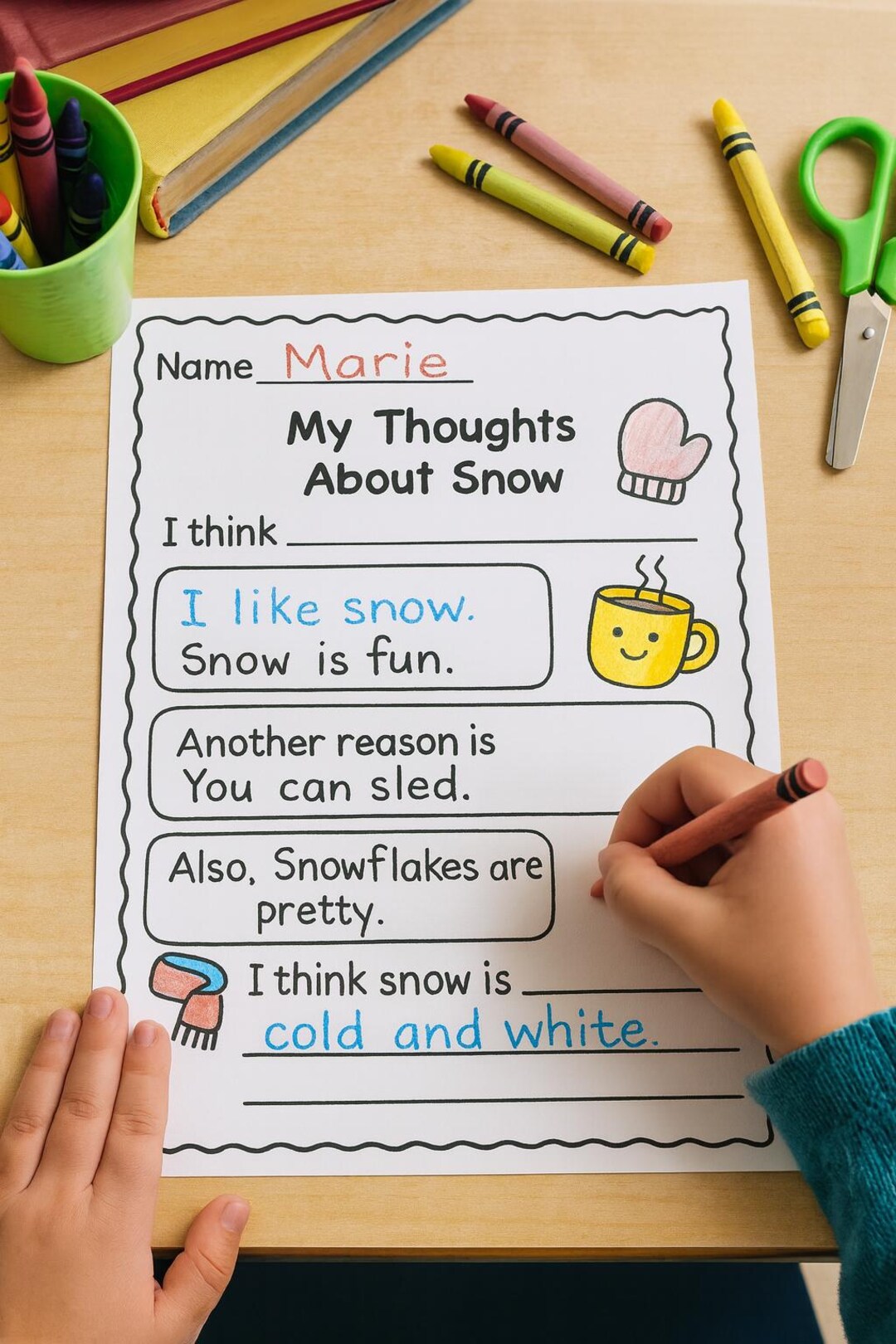 Snow Opinion Writing Worksheet | Winter Writing Activity for Kids | No ...