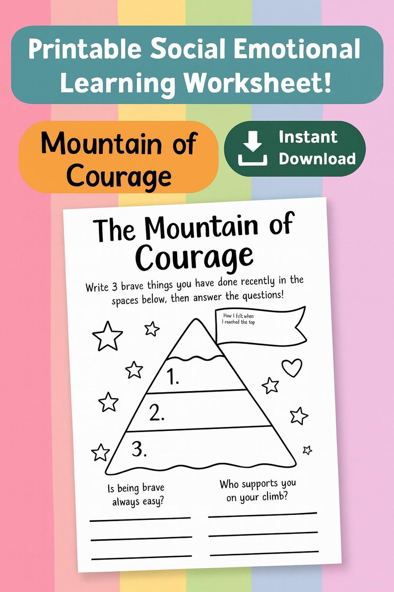 Courage Worksheet: Social Emotional Learning Activity for Kids (PDF ...